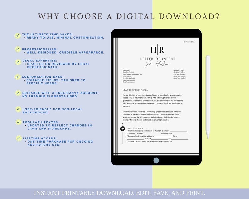 Letter of Intent to Hire Template, Employment Offer Letter, Job Offer ...