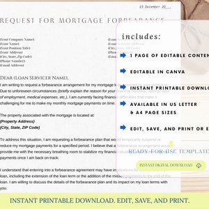 Request for Mortgage Forbearance, Forbearance Letter for Mortgage ...