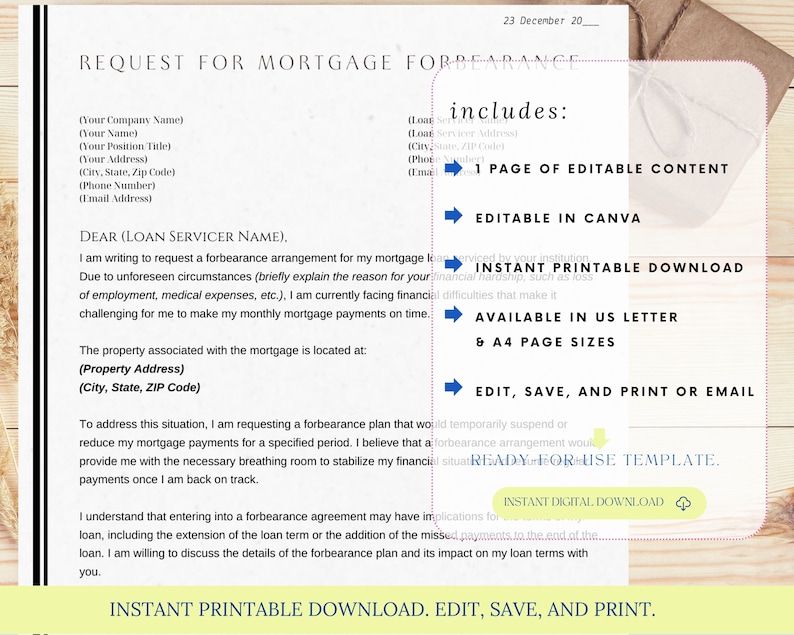 Request for Mortgage Forbearance, Forbearance Letter for Mortgage ...