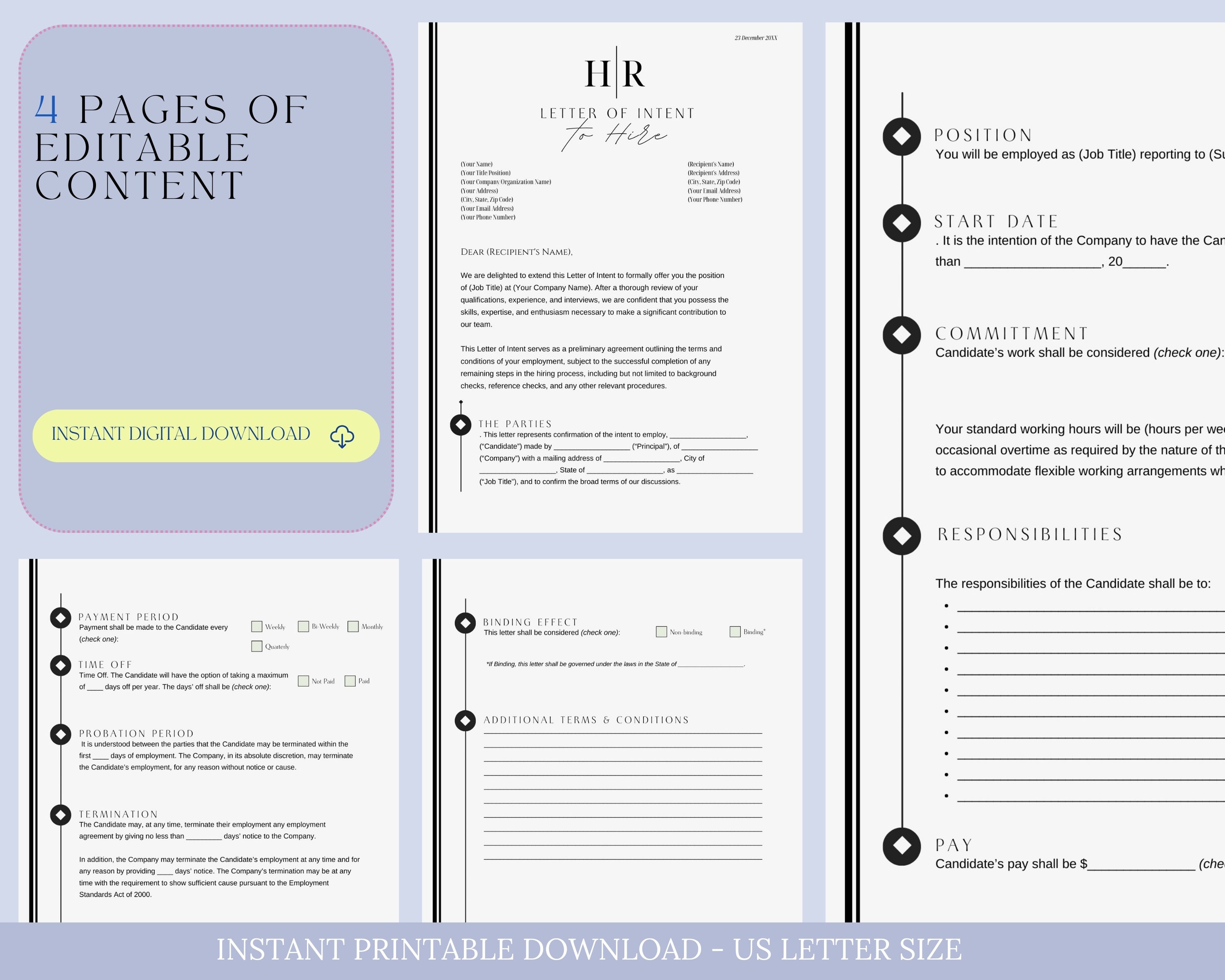 Letter of Intent to Hire Template, Employment Offer Letter, Job Offer ...