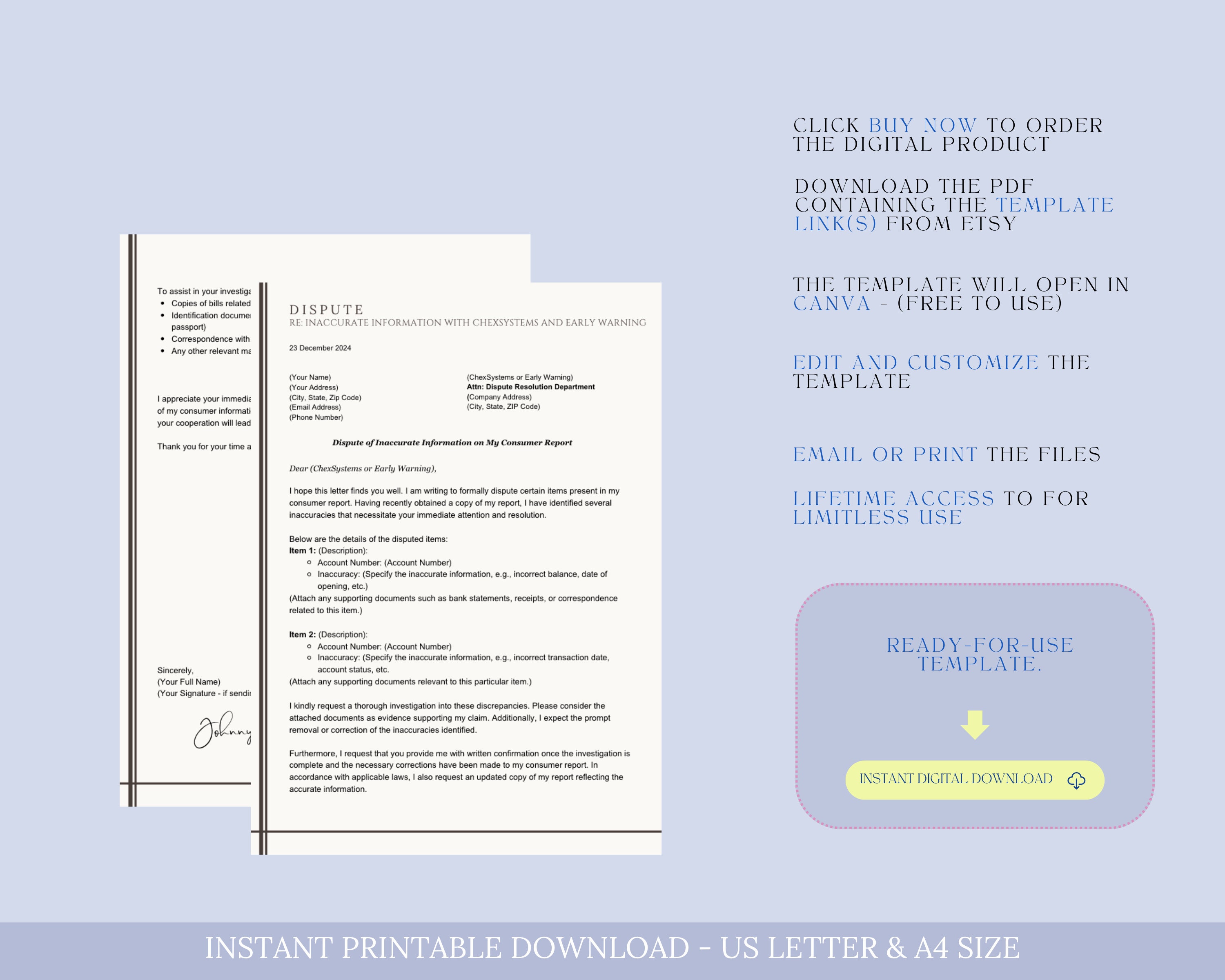 Dispute Letter for Inaccurate Information With Chexsystems and Early ...