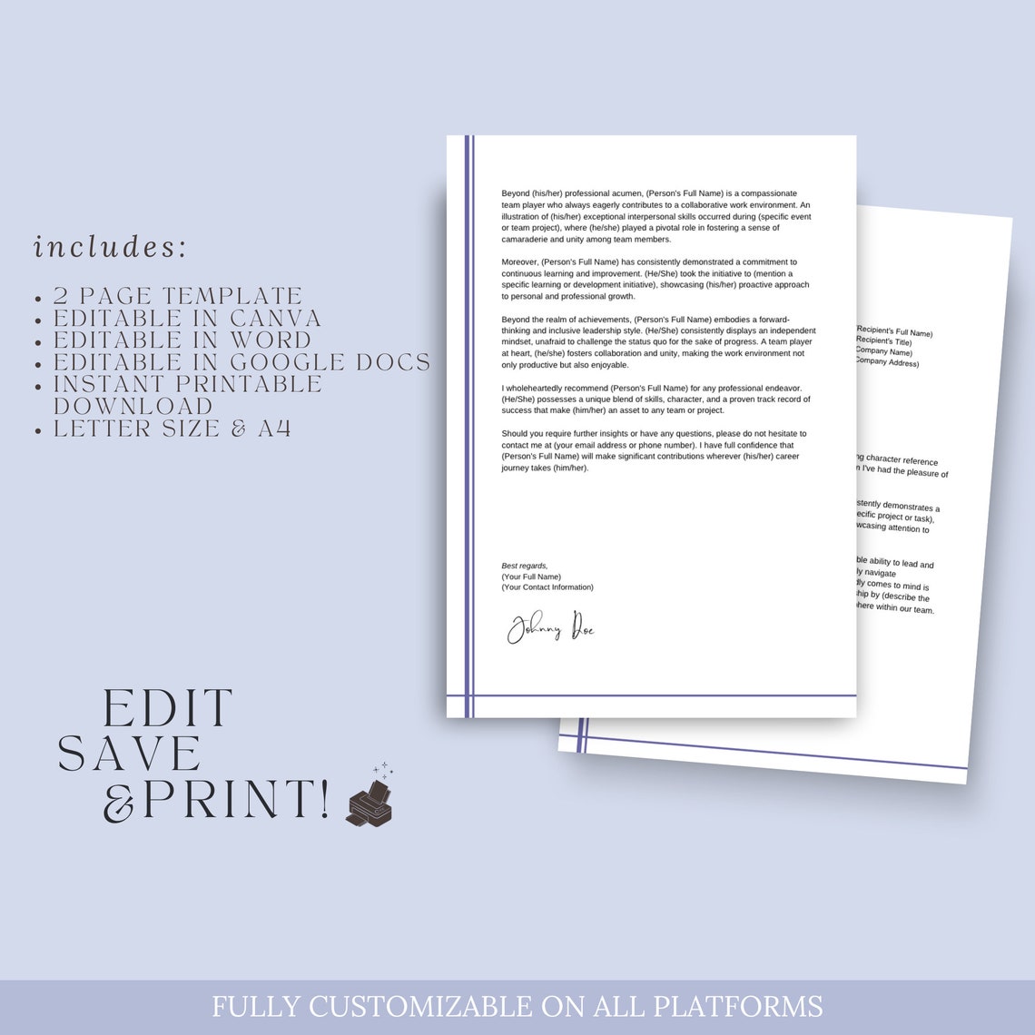 Professional Character Reference Letter ,character Letter Template ...