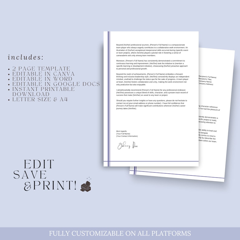 Professional Character Reference Letter ,character Letter Template ...