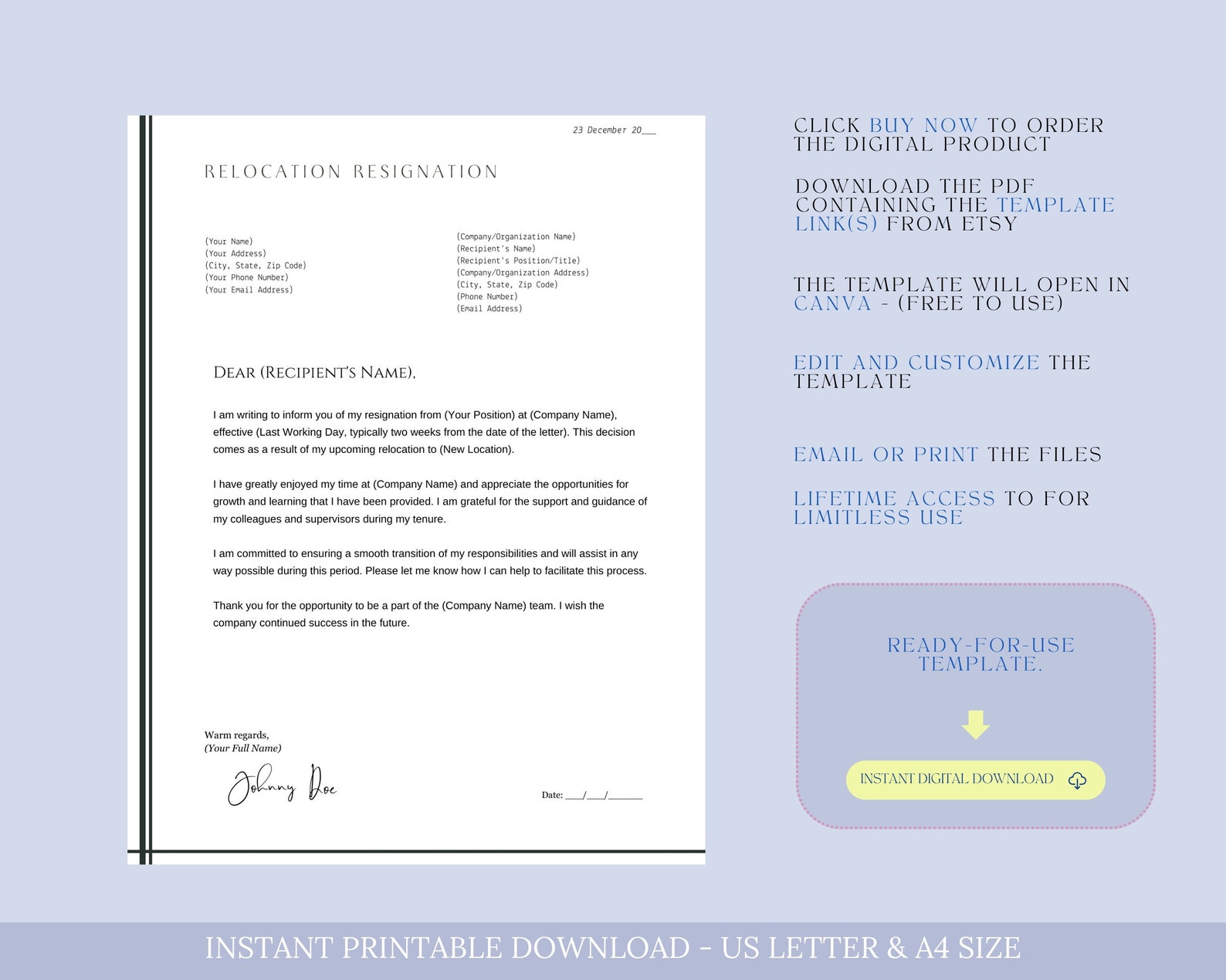 Relocation Resignation Letter Template, Professional Resignation Letter ...