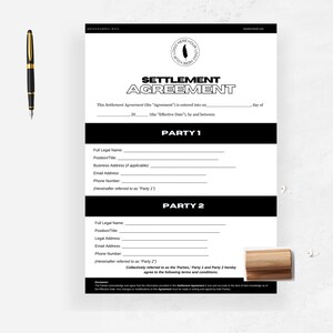 Legal Business Settlement Agreement Template, Legal Agreement Form ...