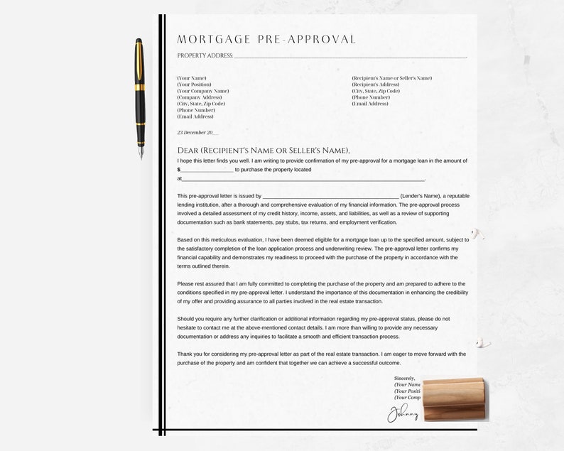 Mortgage Pre-approval Letter, Proof of Funds, Home Loan Approval ...