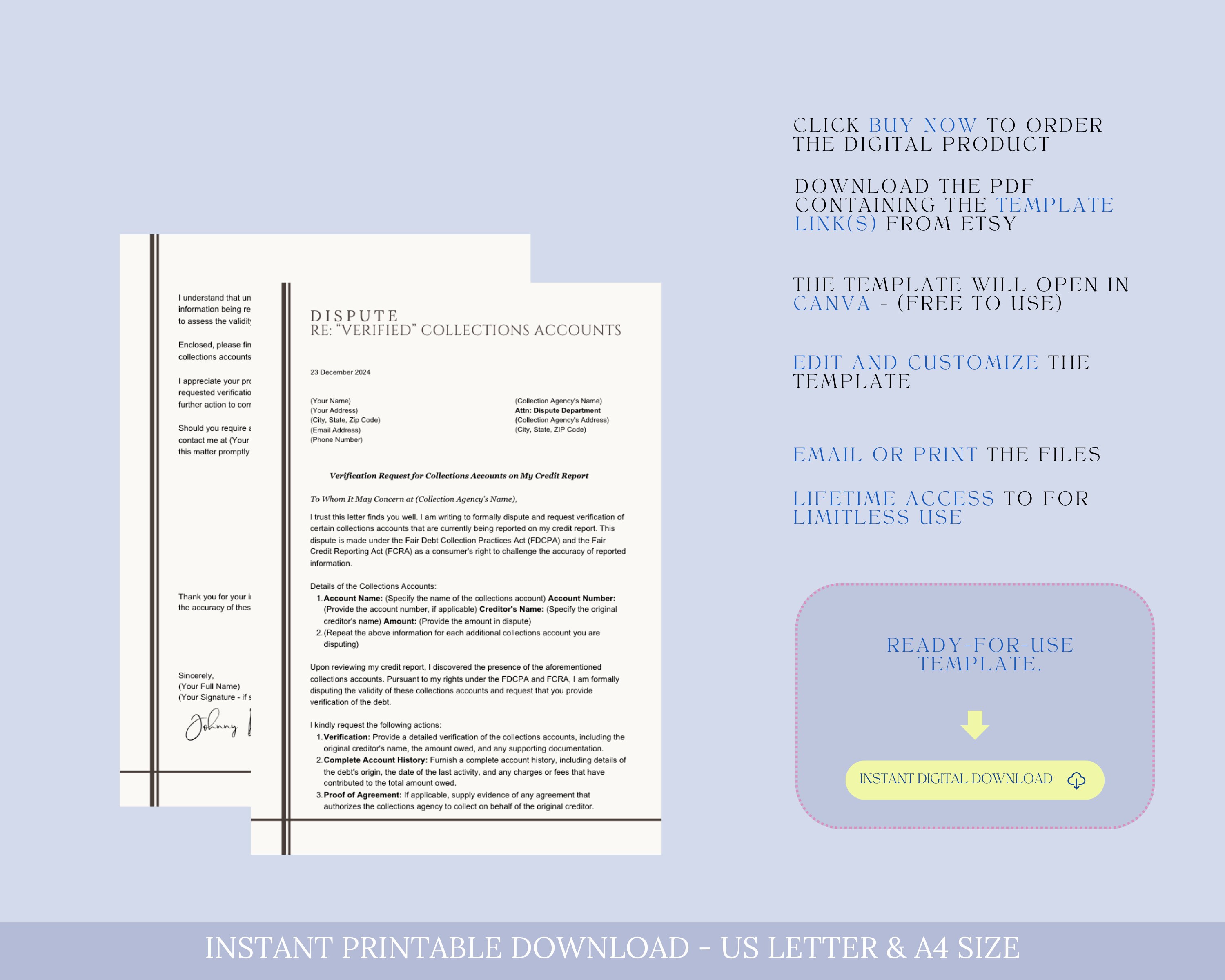 Verified Collections Accounts Letter, Dispute Letters, DIY Credit ...