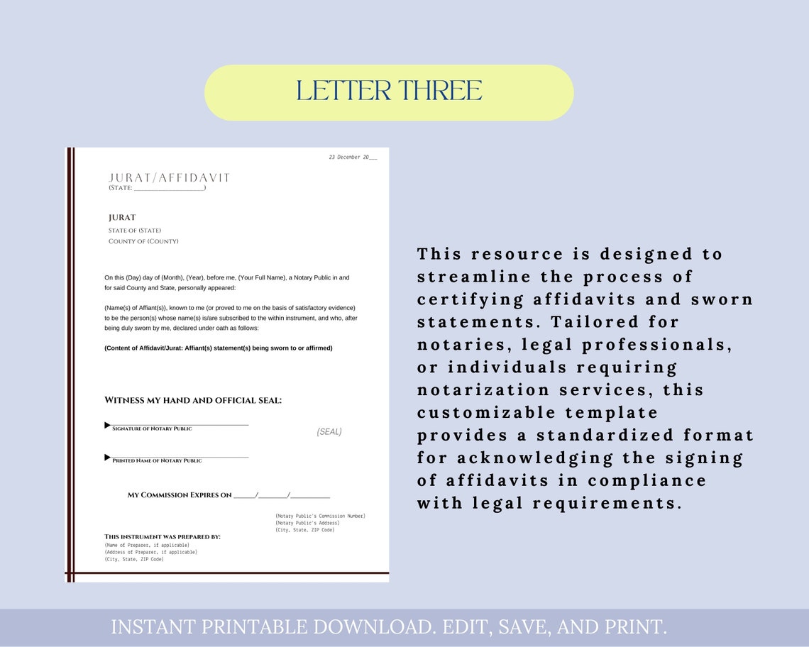 Set of 4 Notarial Certificates,witness Signature Notary,acknowledgement ...