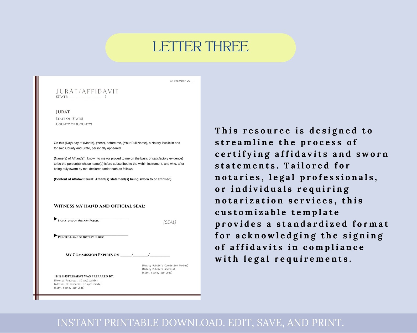 Set of 4 Notarial Certificates,witness Signature Notary,acknowledgement ...