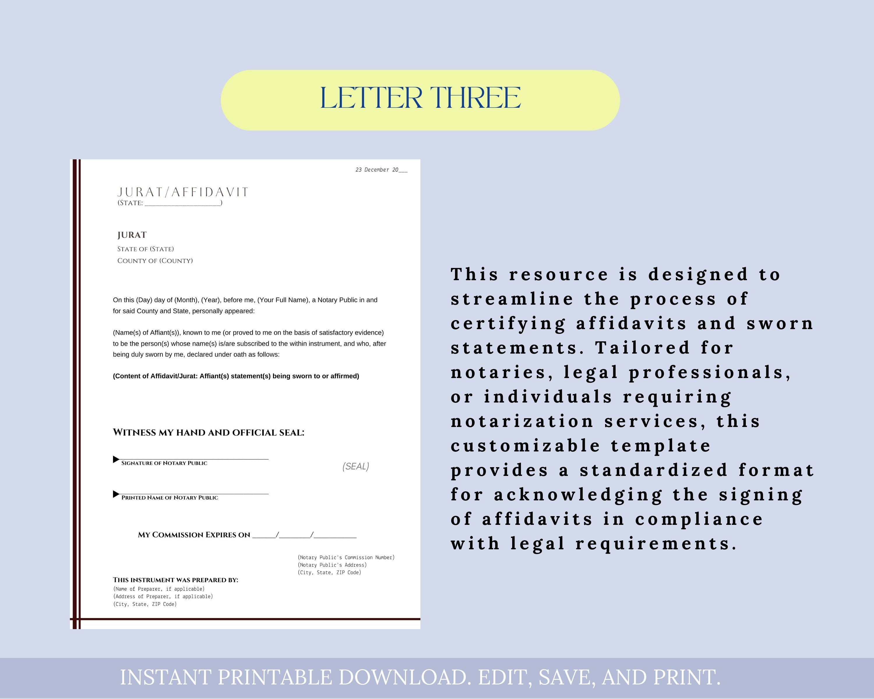 Set of 4 Notarial Certificates,witness Signature Notary,acknowledgement ...