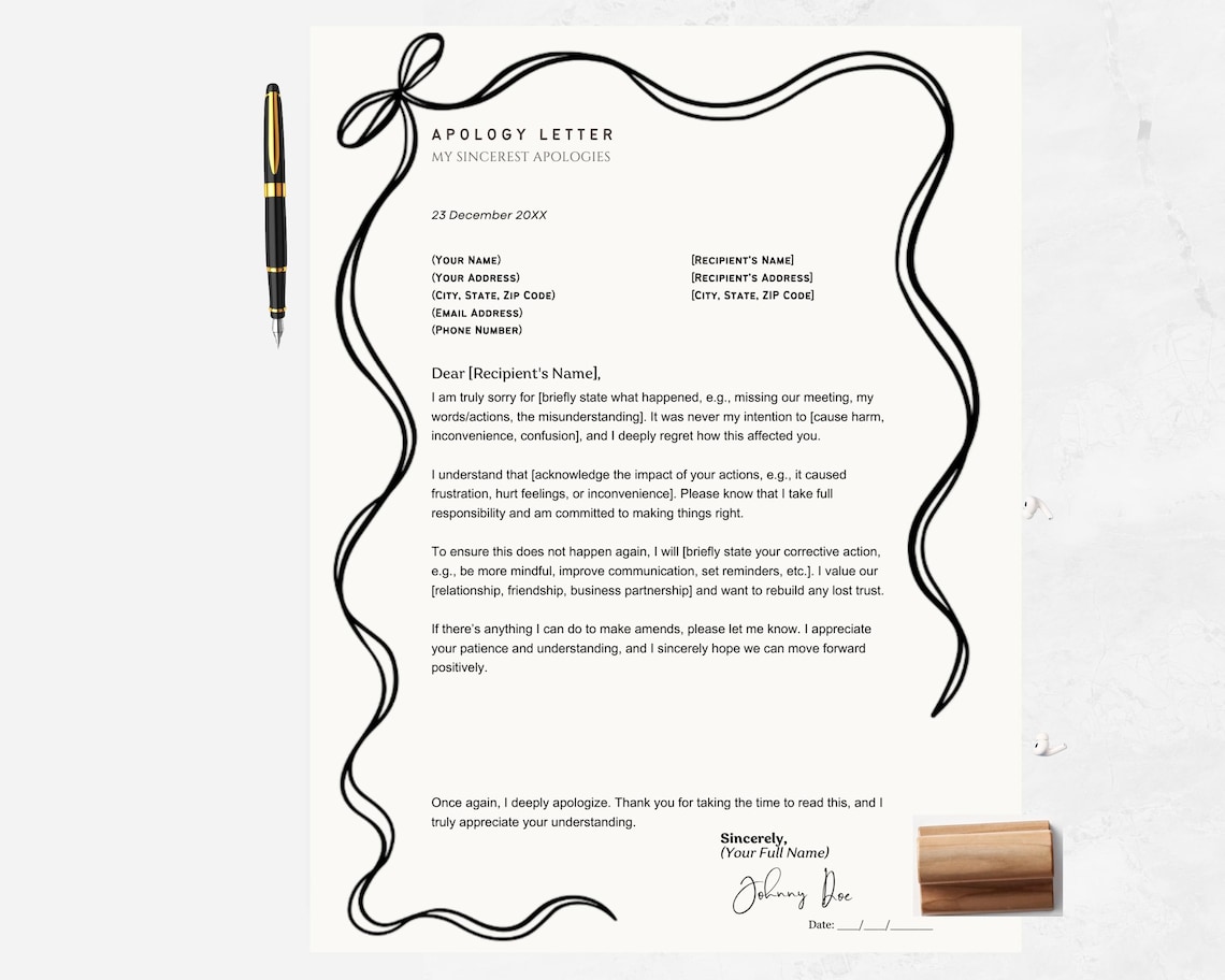 Apology Letter Template, Professional Apology Letter Template,apology ...