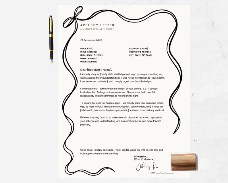 Apology Letter Template, Professional Apology Letter Template,apology ...
