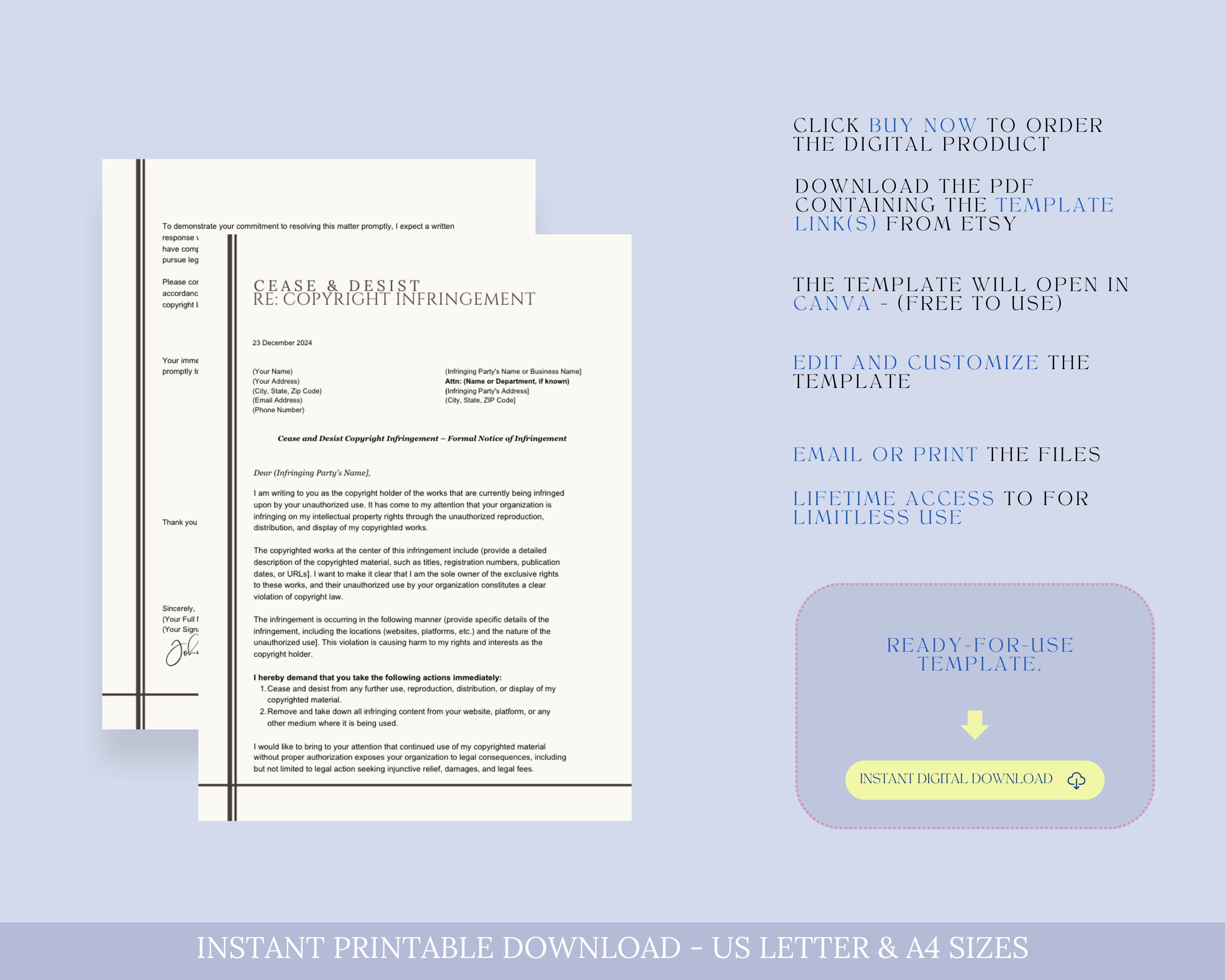 Cease and Desist Letter for Copyright Infringement Letter Template ...