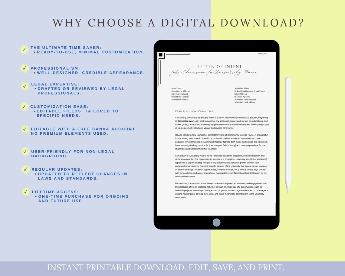 Letter of Intent for Admission to University/college Out of State ...