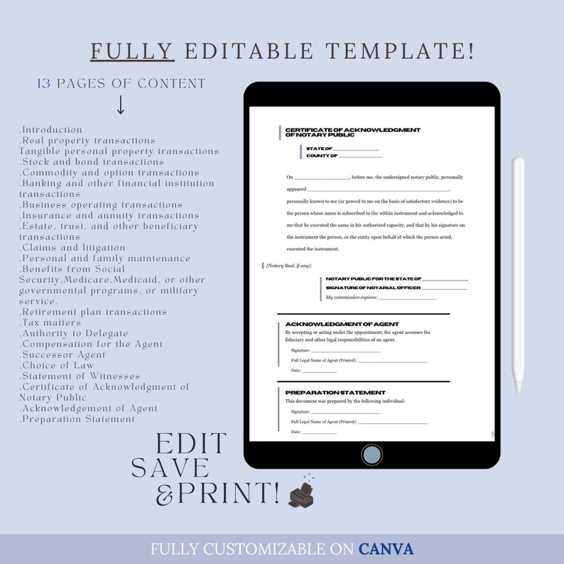 Durable Power of Attorney, Durable Power of Attorney,general Power,gpoa ...