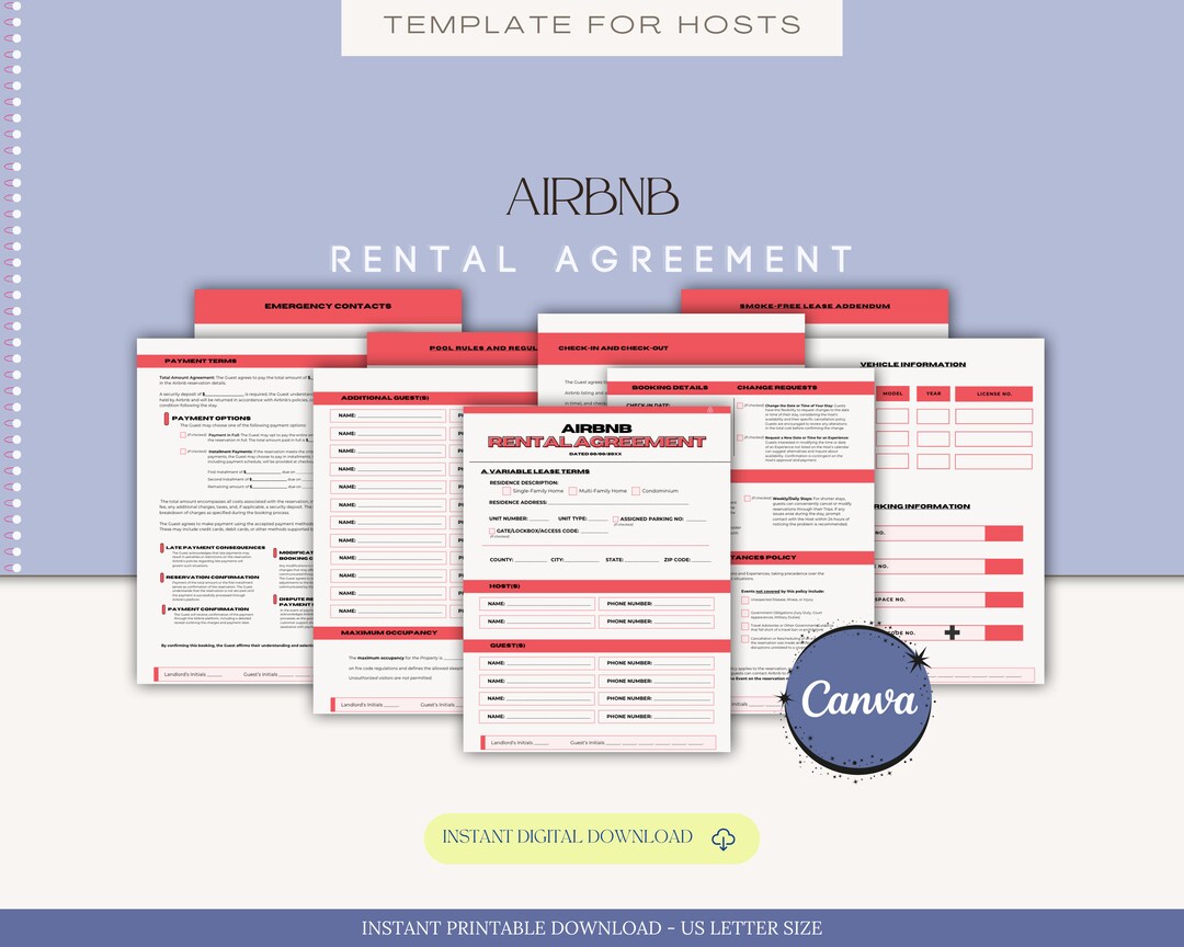 Airbnb Rental Agreement Contract, Short-term Rental, Vacation Rental ...