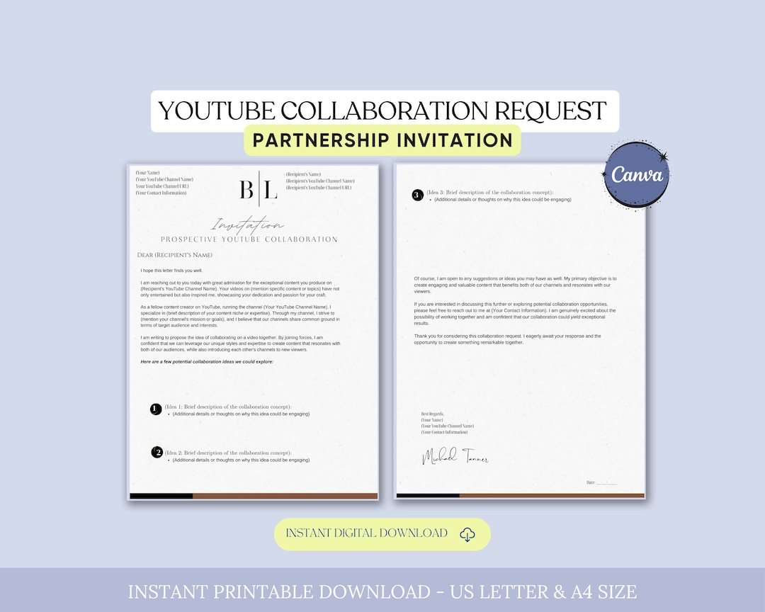 Youtube Collaboration Request Letter, Invitation for Influencer ...
