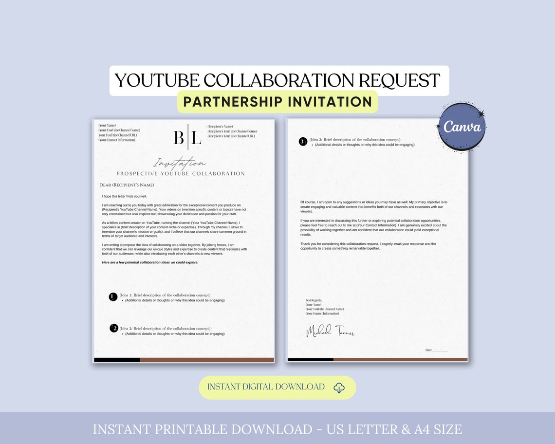 Youtube Collaboration Request Letter, Invitation for Influencer ...
