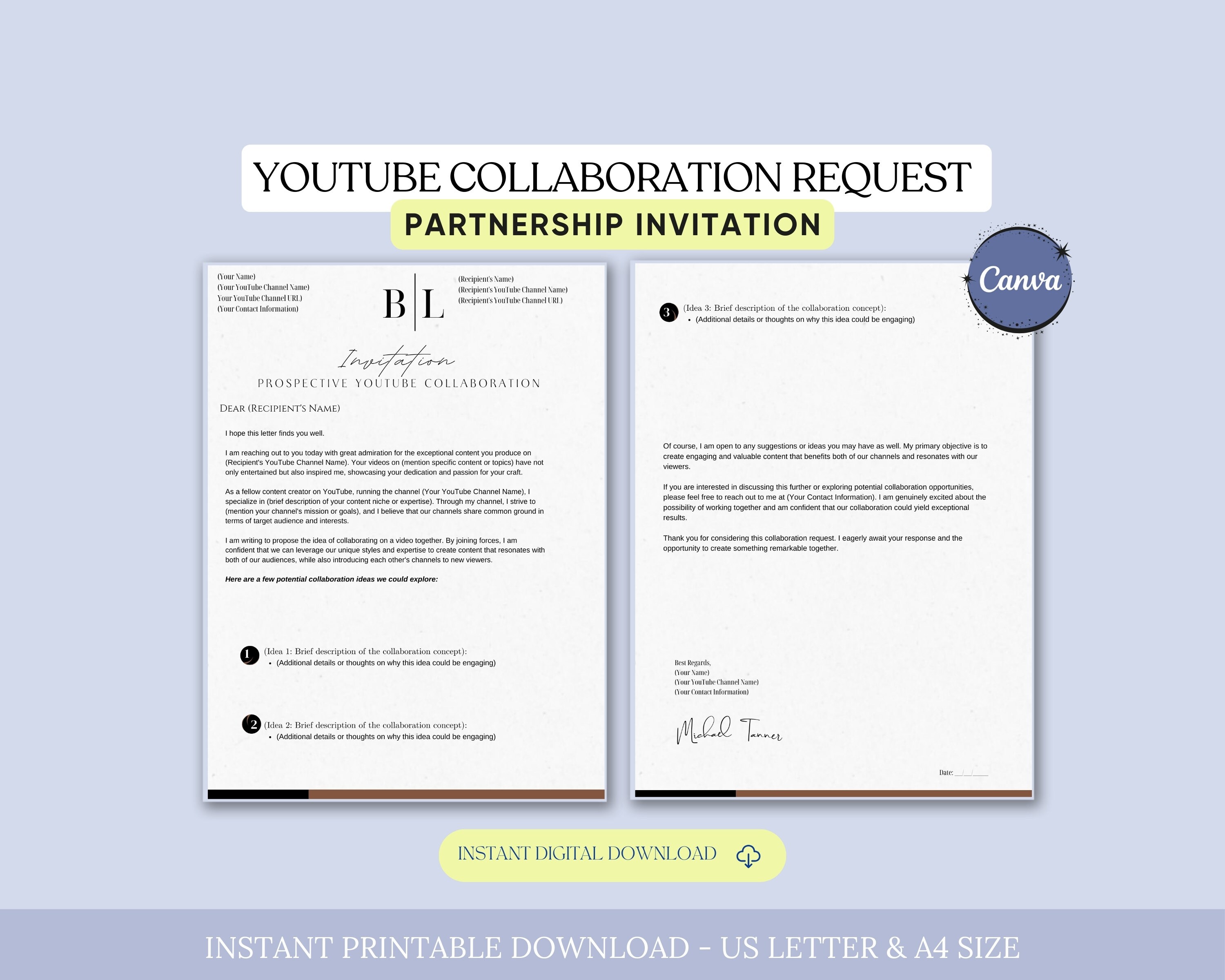 Youtube Collaboration Request Letter, Invitation for Influencer ...