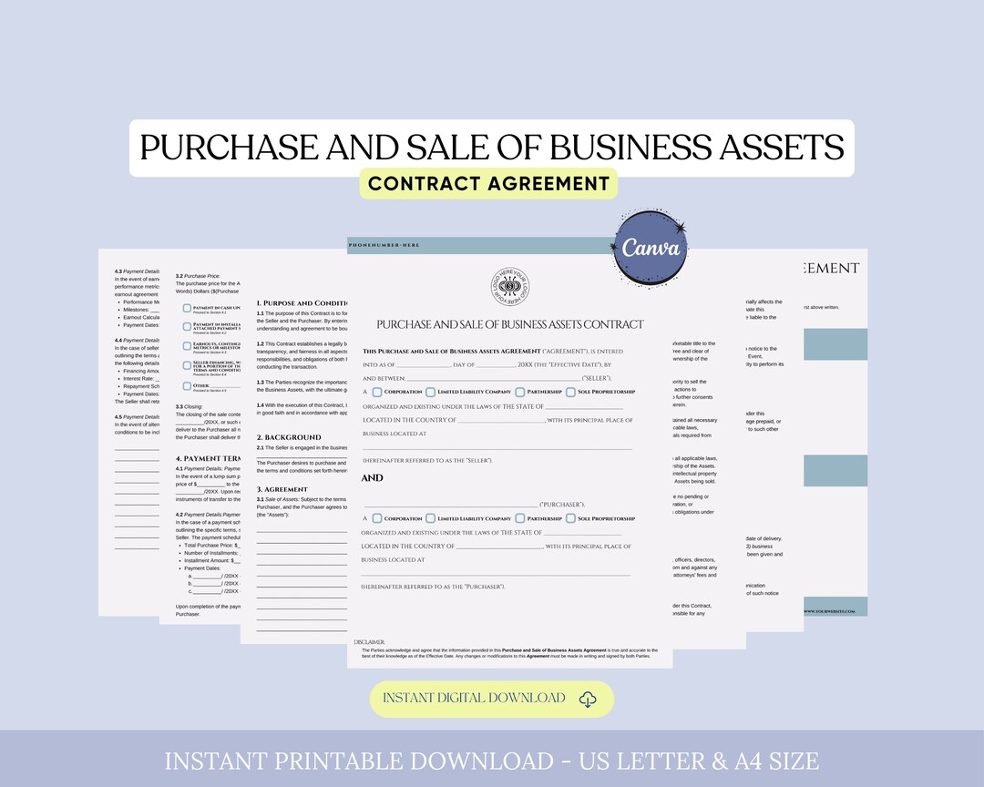 Purchase and Sale of Business Assets Contract,business Asset ...