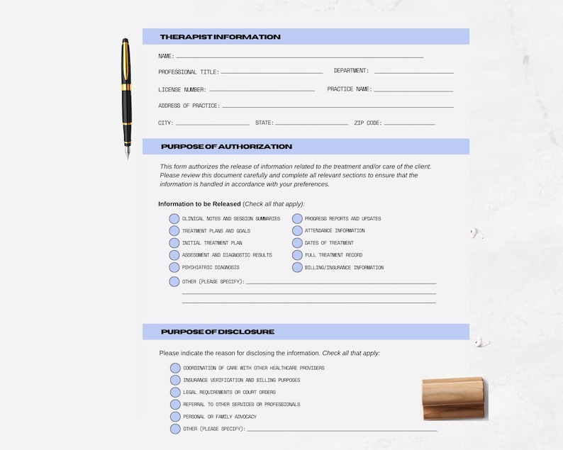 Release of Information (ROI) Consent Form Template for Private Practice ...
