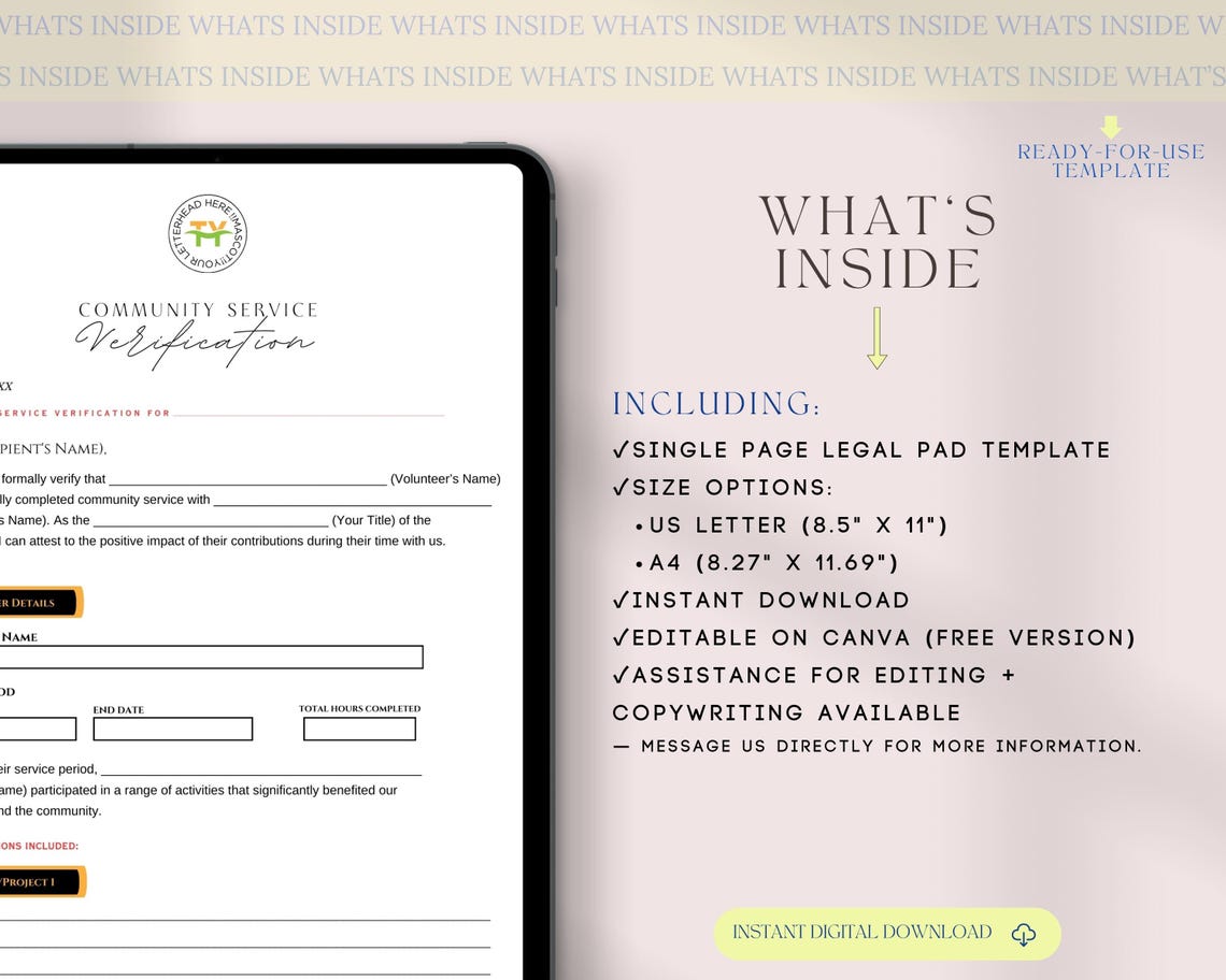 Editable Community Service Verification Letter Template, Community ...