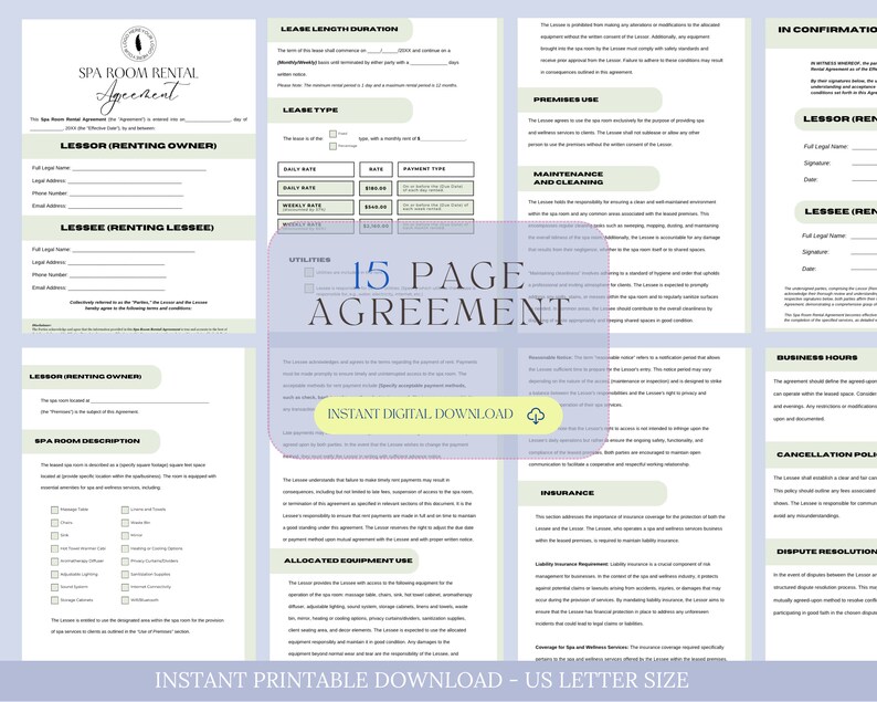 Spa Room Rental Agreement, Massage Room Rental Contract,esthetician ...