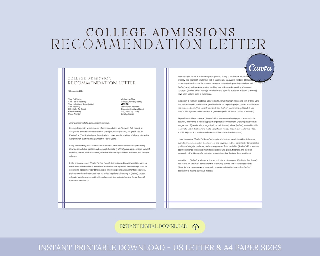 College Admission Recommendation Letter, University Recommendation ...