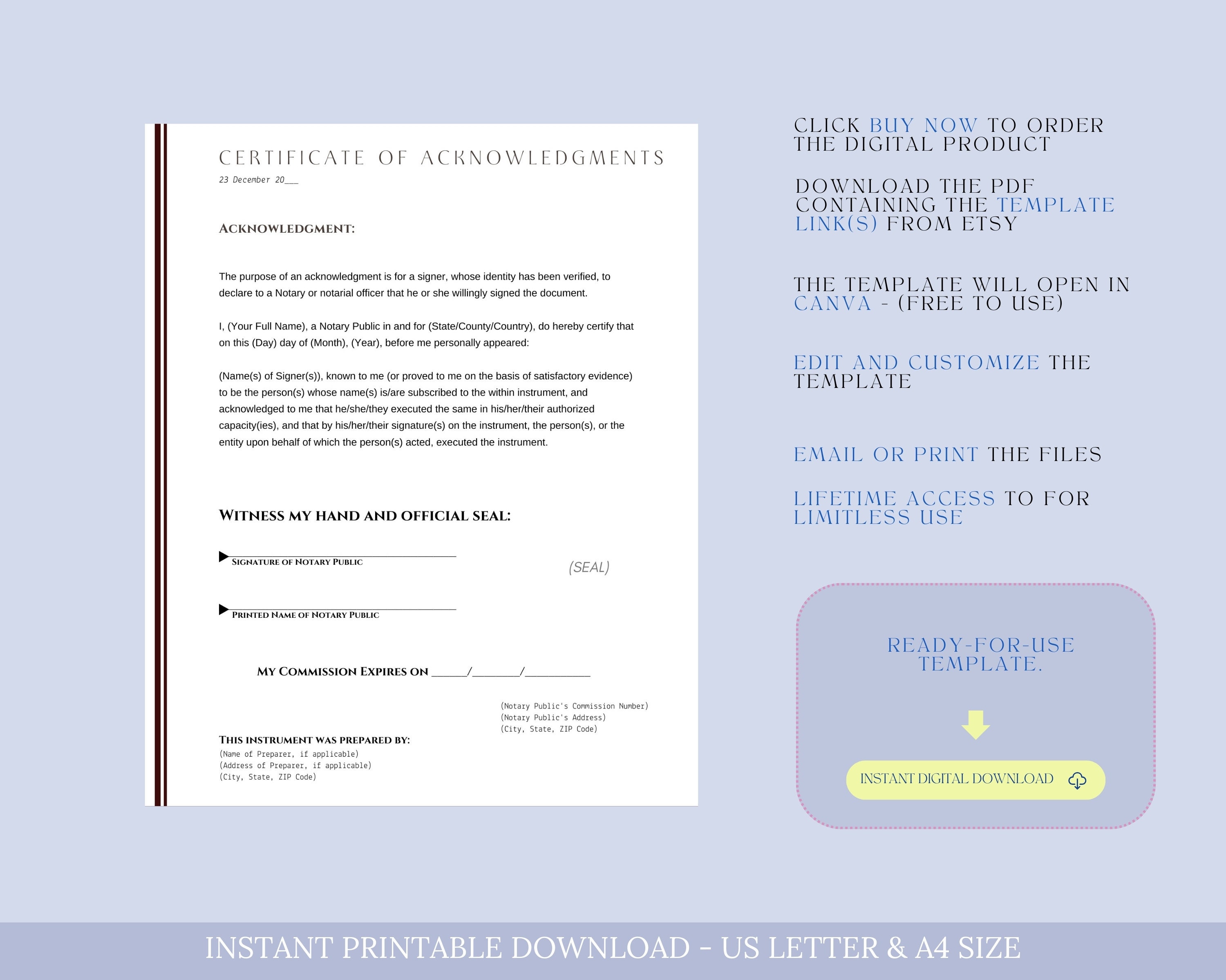 Notary Certificate of Acknowledgments, Notarial Certificate, Notary ...