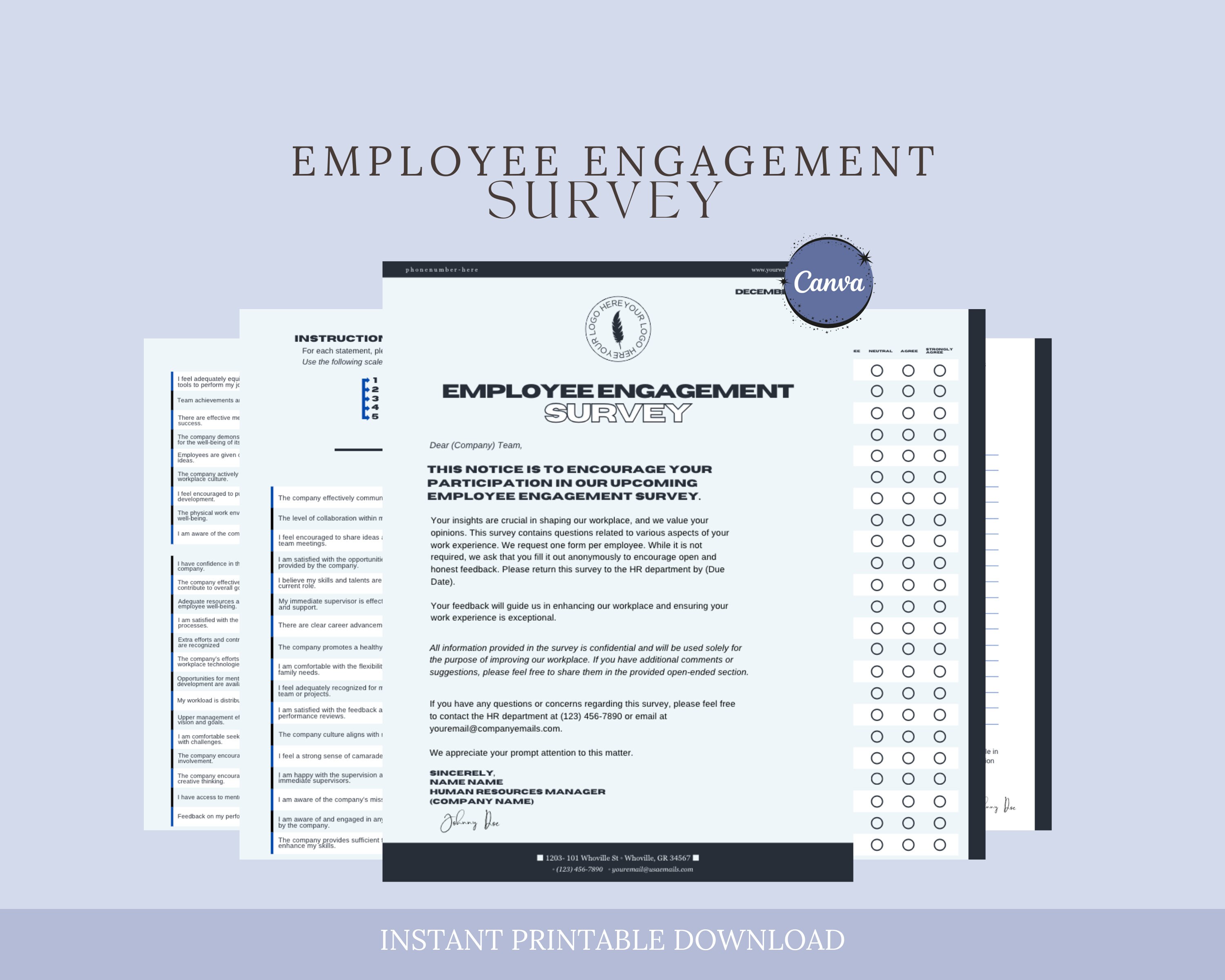 Employee Engagement Survey, Employee Feedback Survey, Work Engagement ...