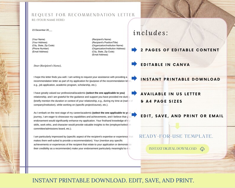 Recommendation Letter Request Template, Letter of Recommendation ...