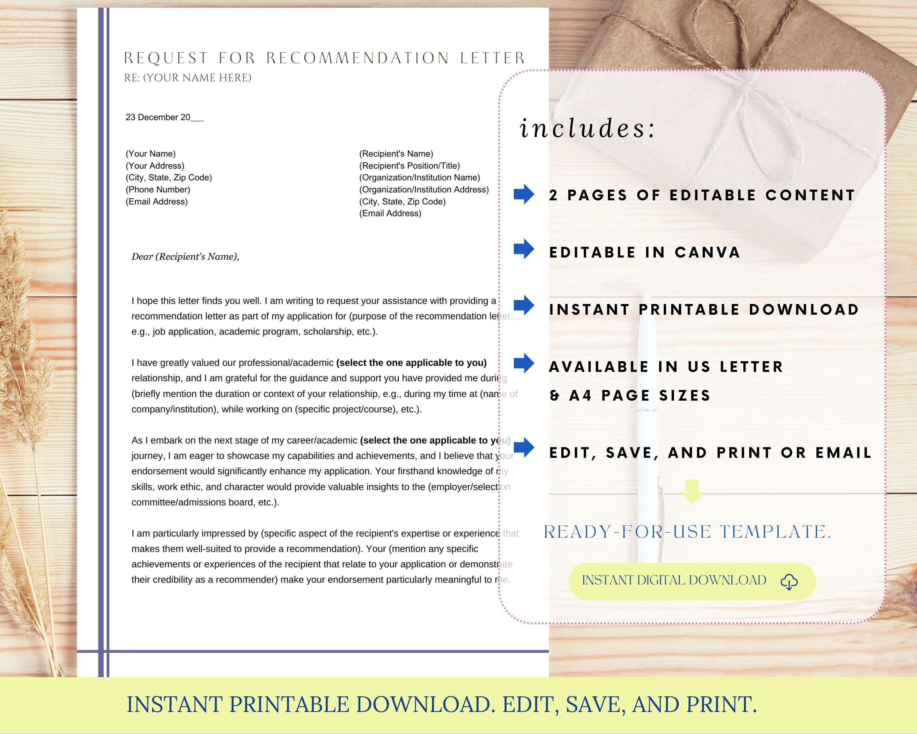 Recommendation Letter Request Template, Letter of Recommendation ...