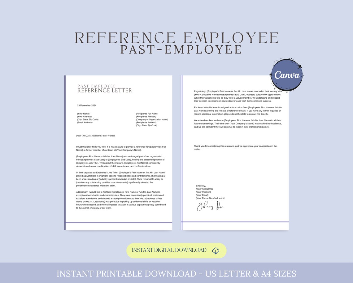 Past Employee Reference Letter, Letter of Recommendation, Job Referral ...