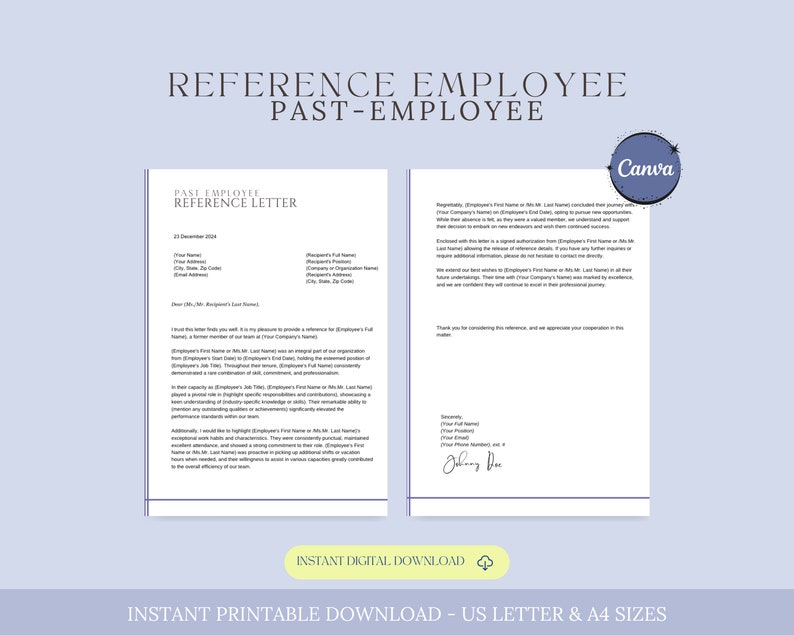 Past Employee Reference Letter, Letter of Recommendation, Job Referral ...