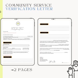 Editable Community Service Verification Letter Template, Community ...