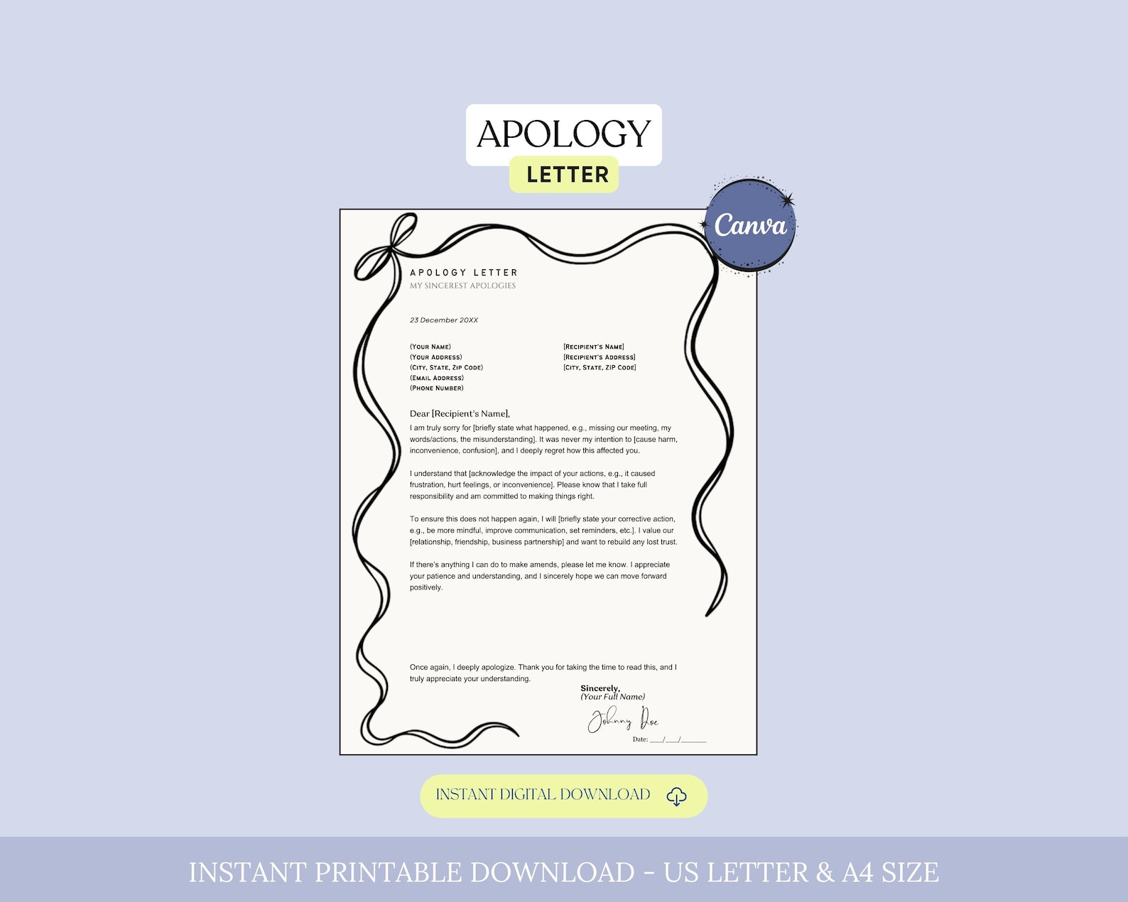 Apology Letter Template, Professional Apology Letter Template,apology ...