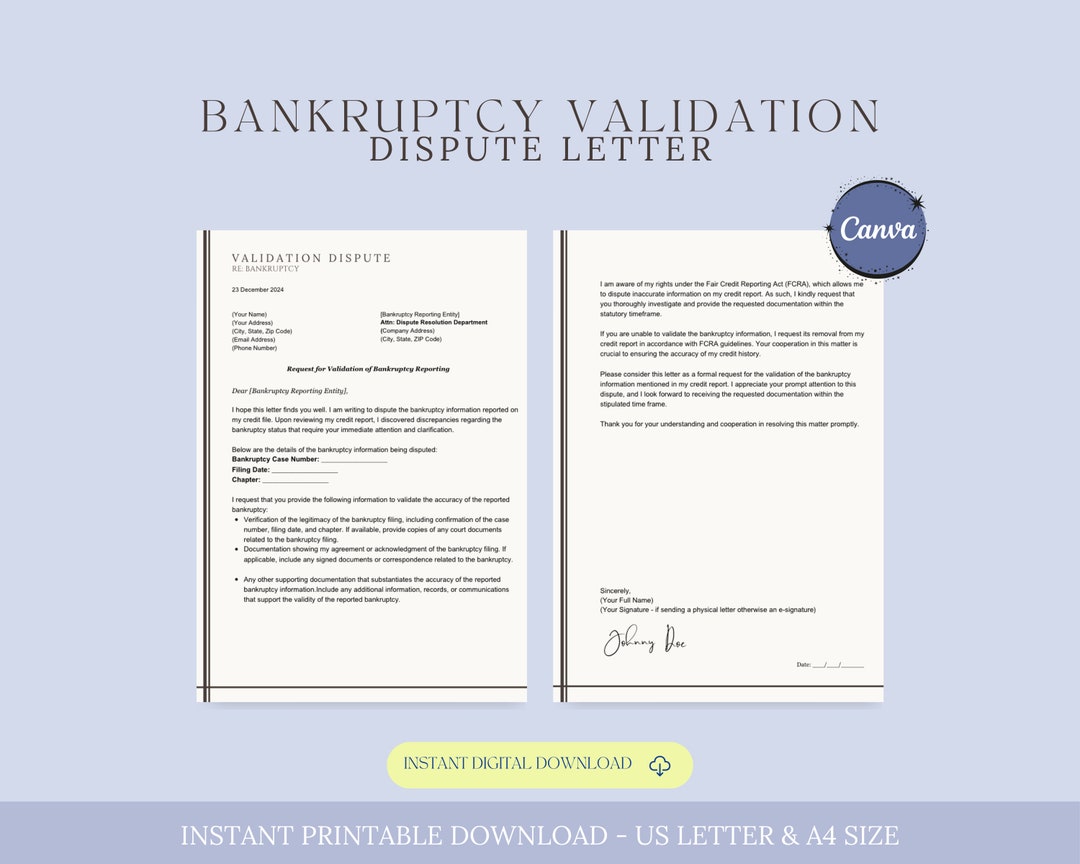 Bankruptcy Validation Dispute Letter, Bankruptcy Removal, Credit Repair ...