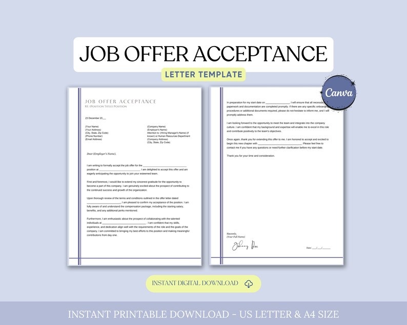 Acceptance of Job Offer Letter, General Job Offer Acceptance ...