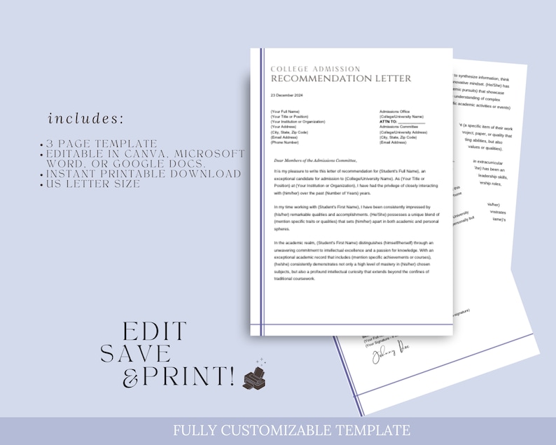 College Admission Recommendation Letter, University Recommendation ...