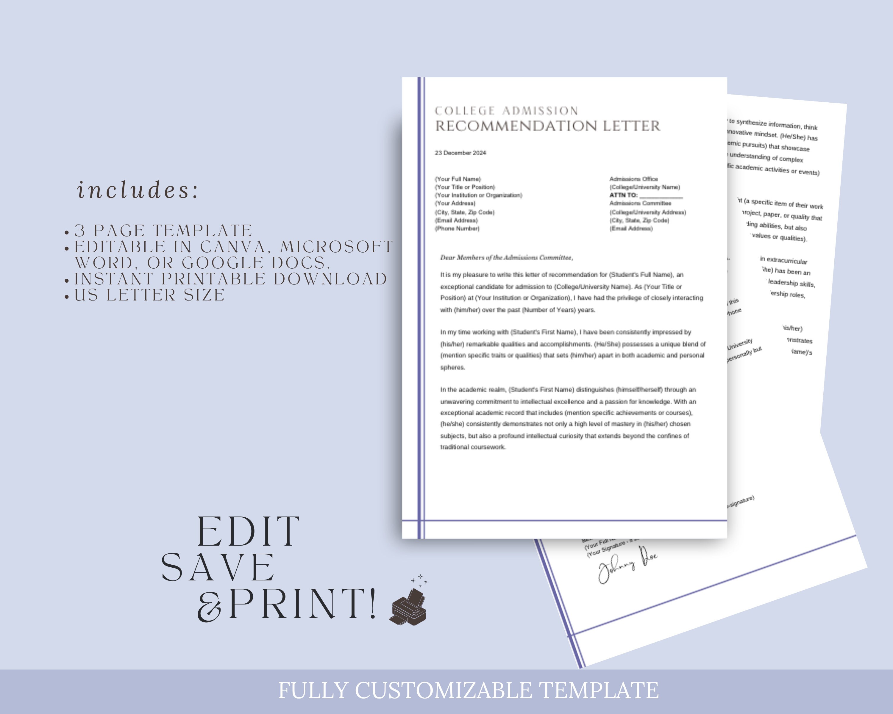 College Admission Recommendation Letter, University Recommendation ...