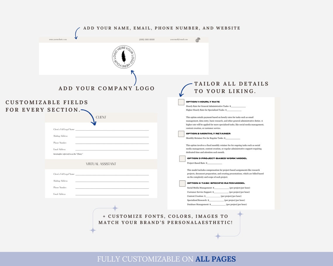 Virtual Assistant Contract Template, Virtual Assistant Service ...