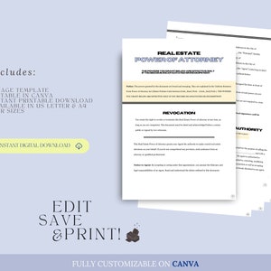 Real Estate Power of Attorney, POA Form, Property Attorney-in-fact ...
