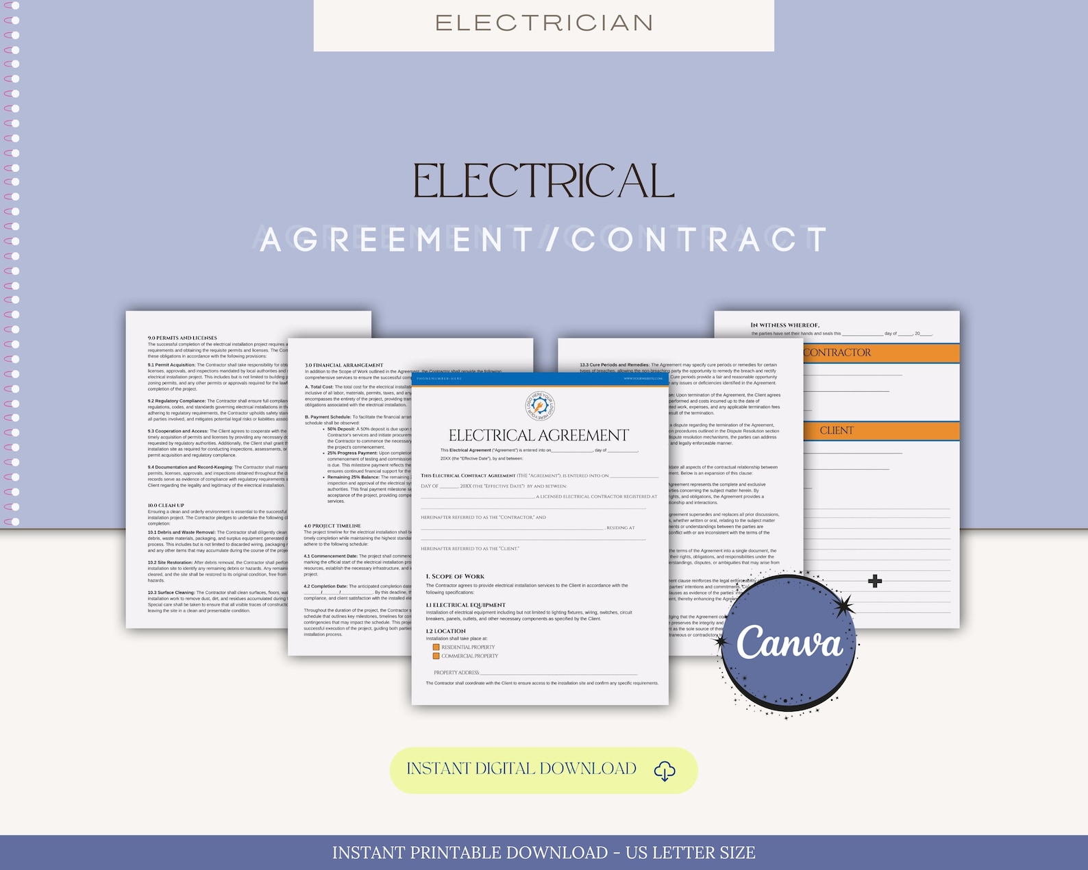Electrical Contract,electrical Agreement,electrician Contract ...