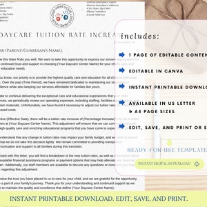 Daycare Tuition Rate Increase Letter Template, Childcare Rate Increase ...