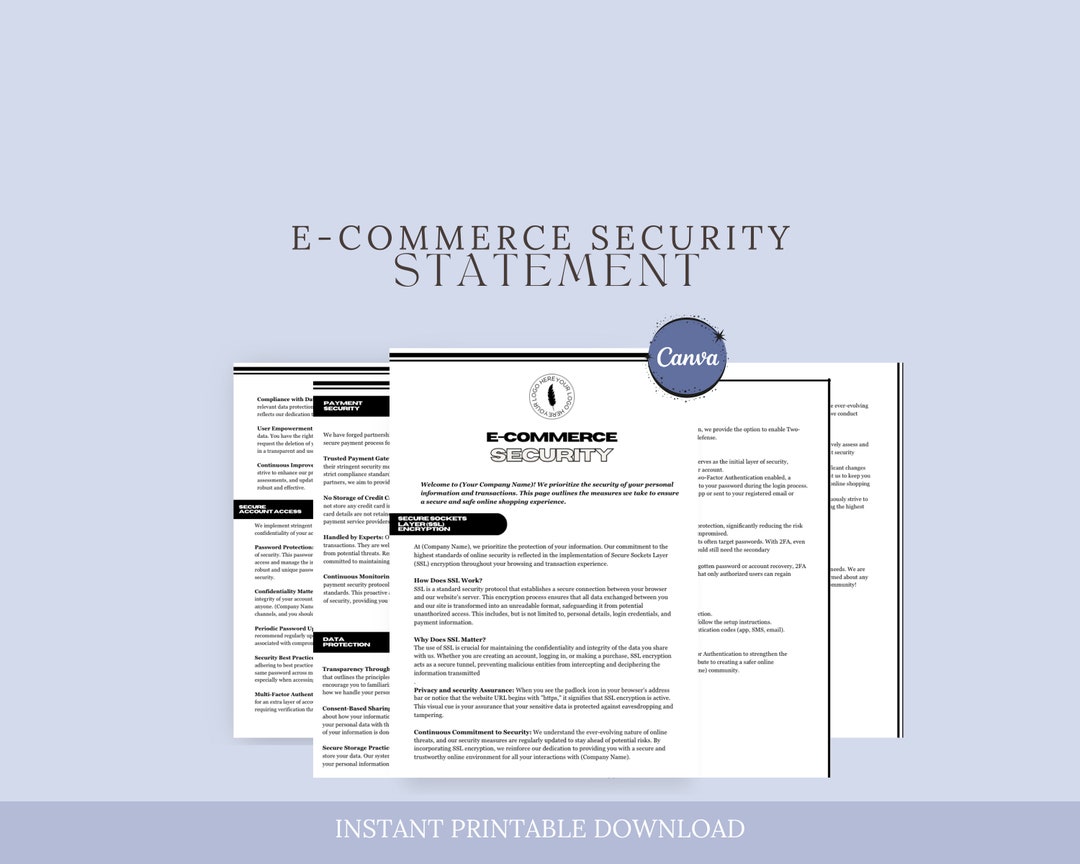 E-commerce Security Statement,privacy Policy, Digital Security ...