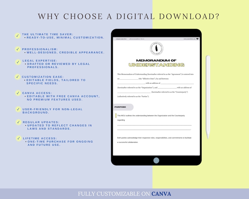 MOU, Memorandum of Understanding Template, Non-binding Agreement ...