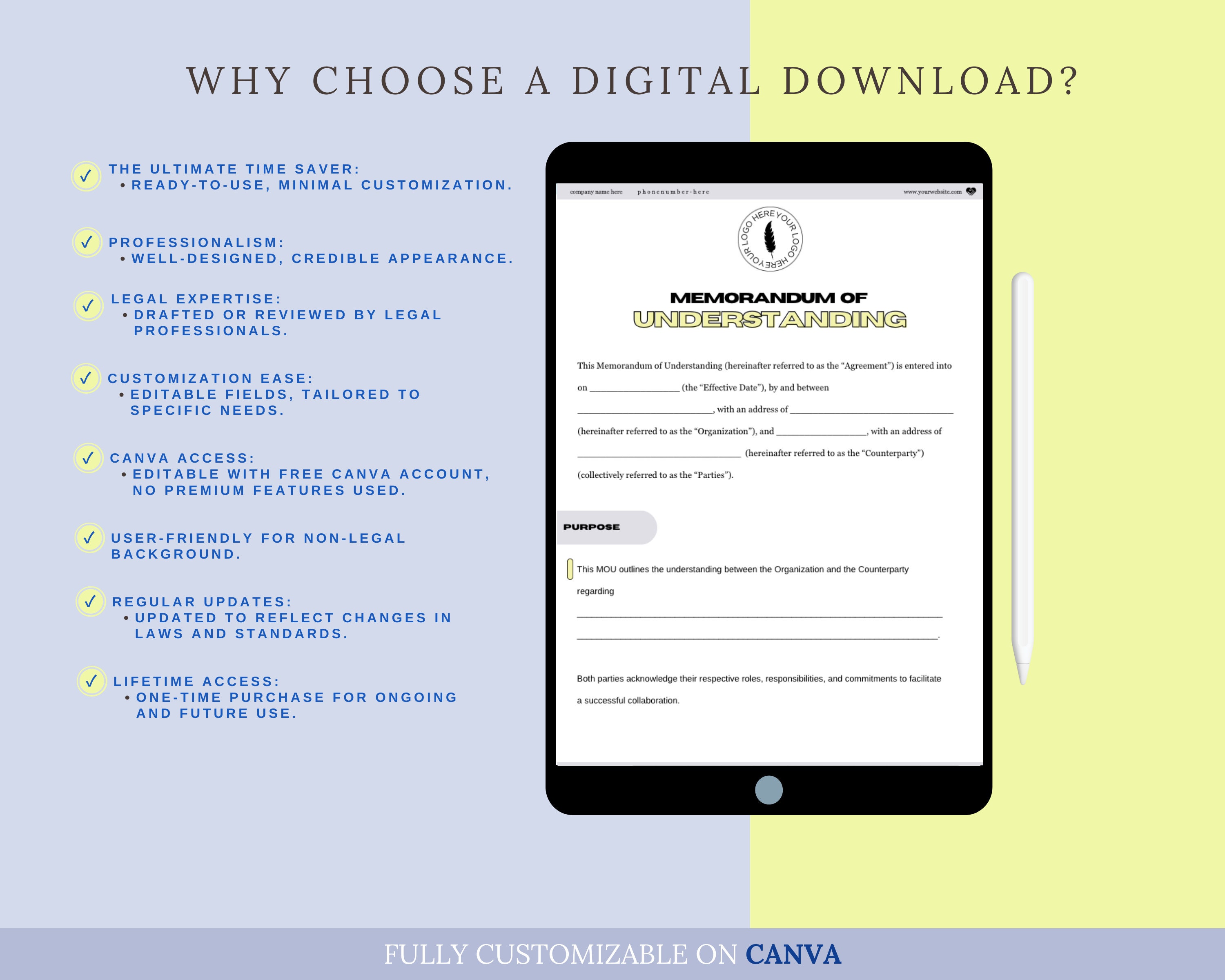 MOU, Memorandum of Understanding Template, Non-binding Agreement ...