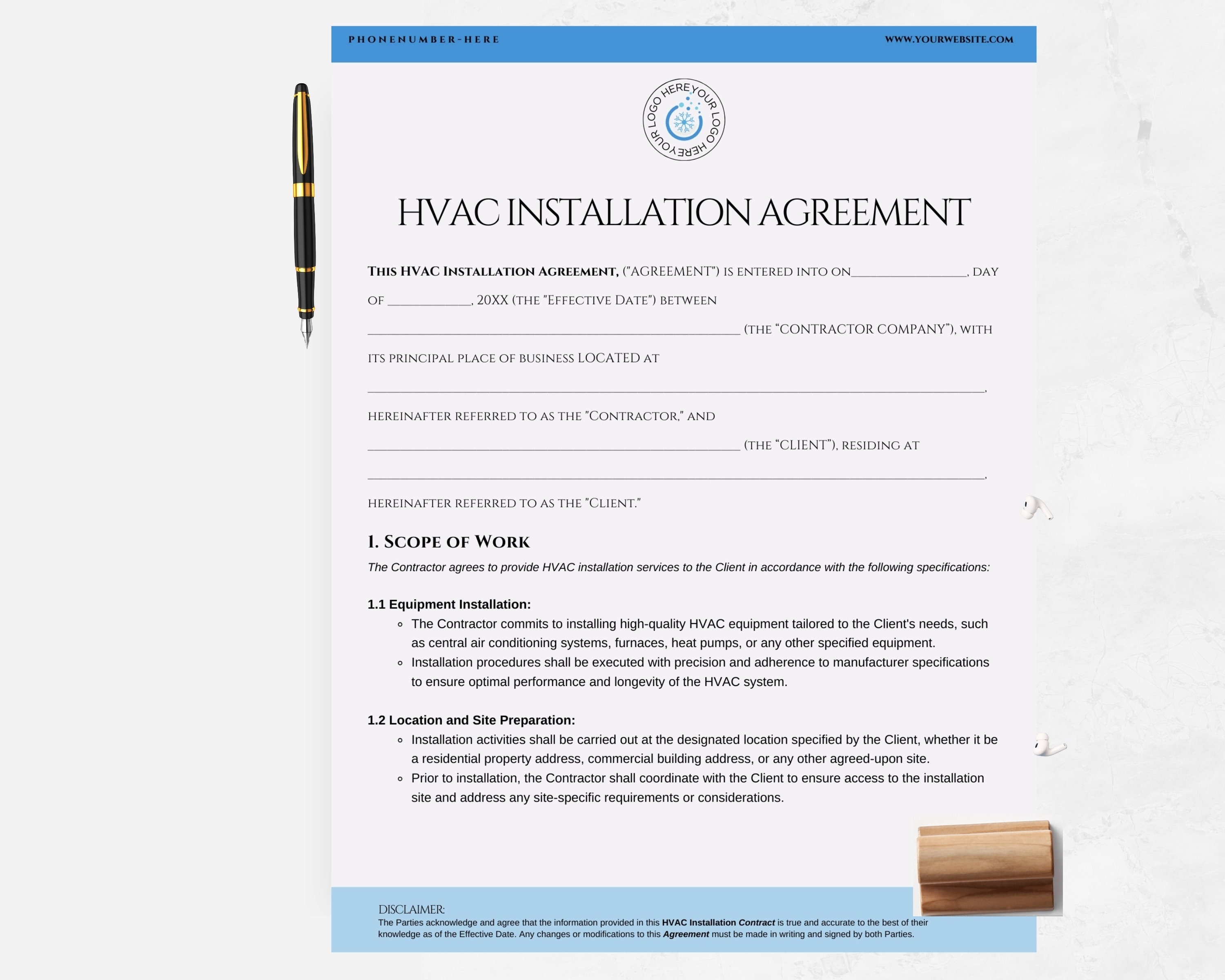HVAC Installation Contract, HVAC Service Agreement,hvac Agreement ...
