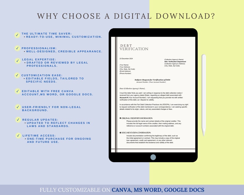 Debt Verification Letter Template, Credit Verification Letter, Loan ...