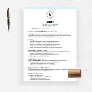 CSR Statement, Corporate Social Responsibility Company Policy Template ...